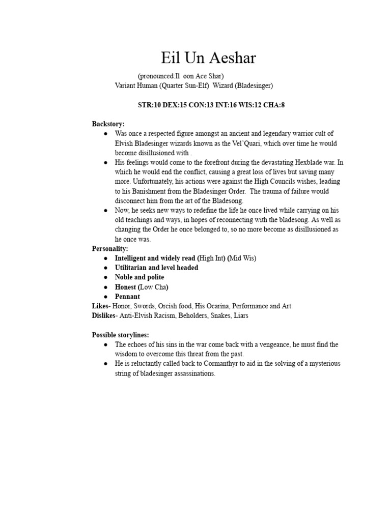 Eil_Un_Aeshar_DM_Sheet_document | PDF