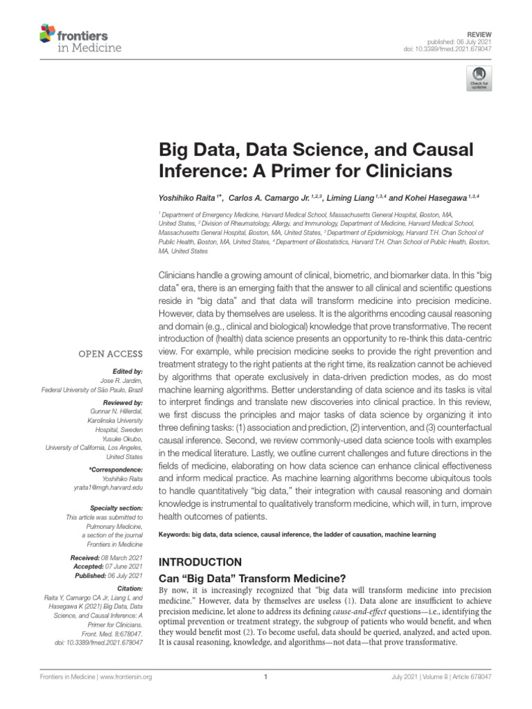 Big Data Data Science and Causal Inference A Prime | PDF | Causality | Confounding