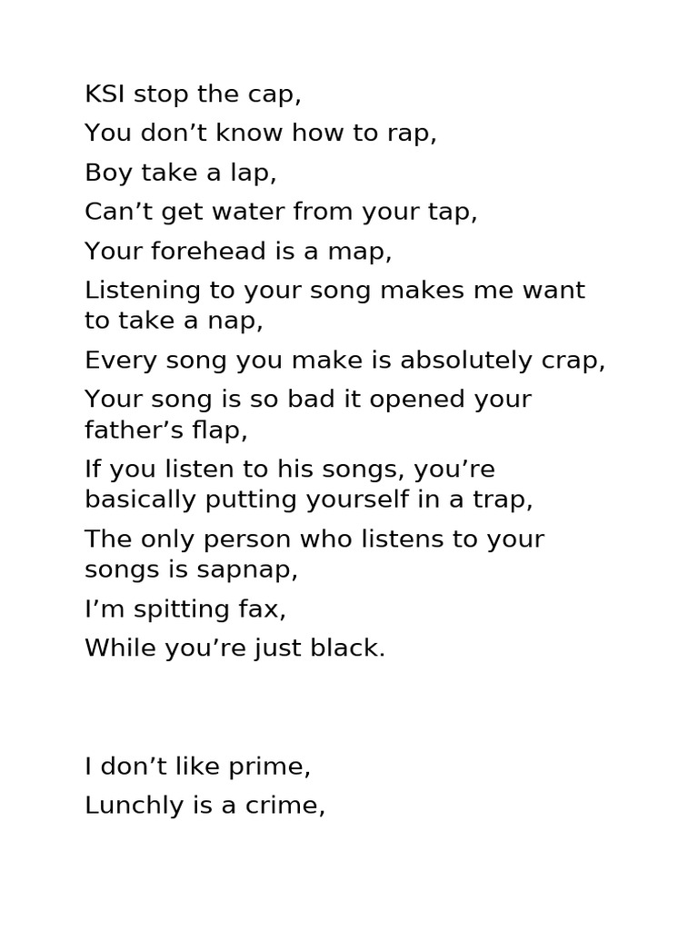 KSI Stop The Cap | PDF