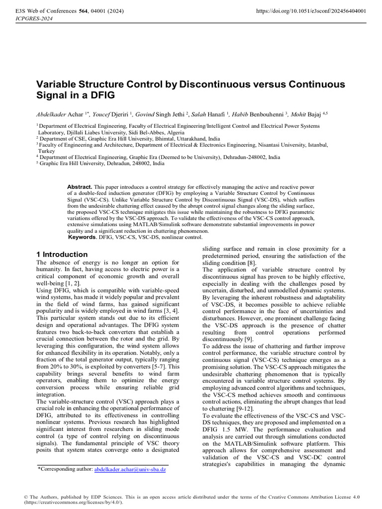 Variable Structure Control by Discontinuous Versus | PDF | Electrical ...