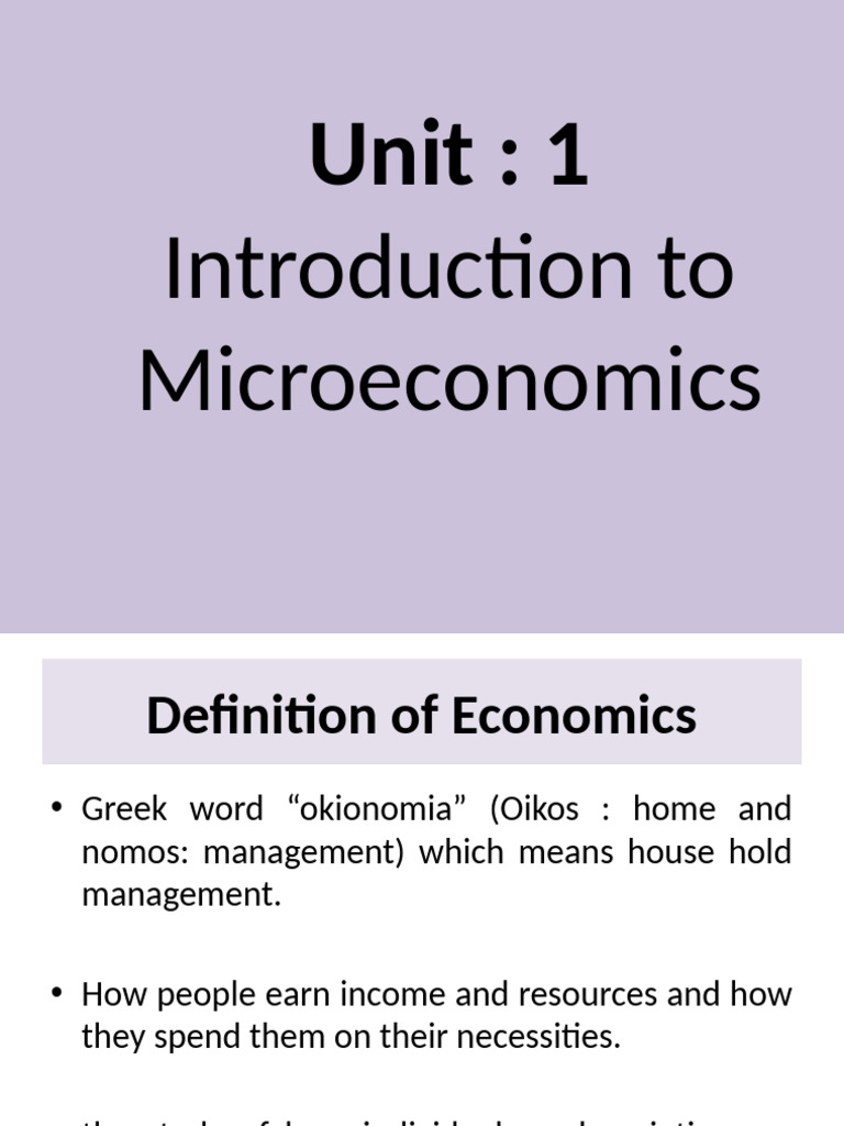 Unit - I Inroduction - PPTX Economics | PDF | Economics | Macroeconomics
