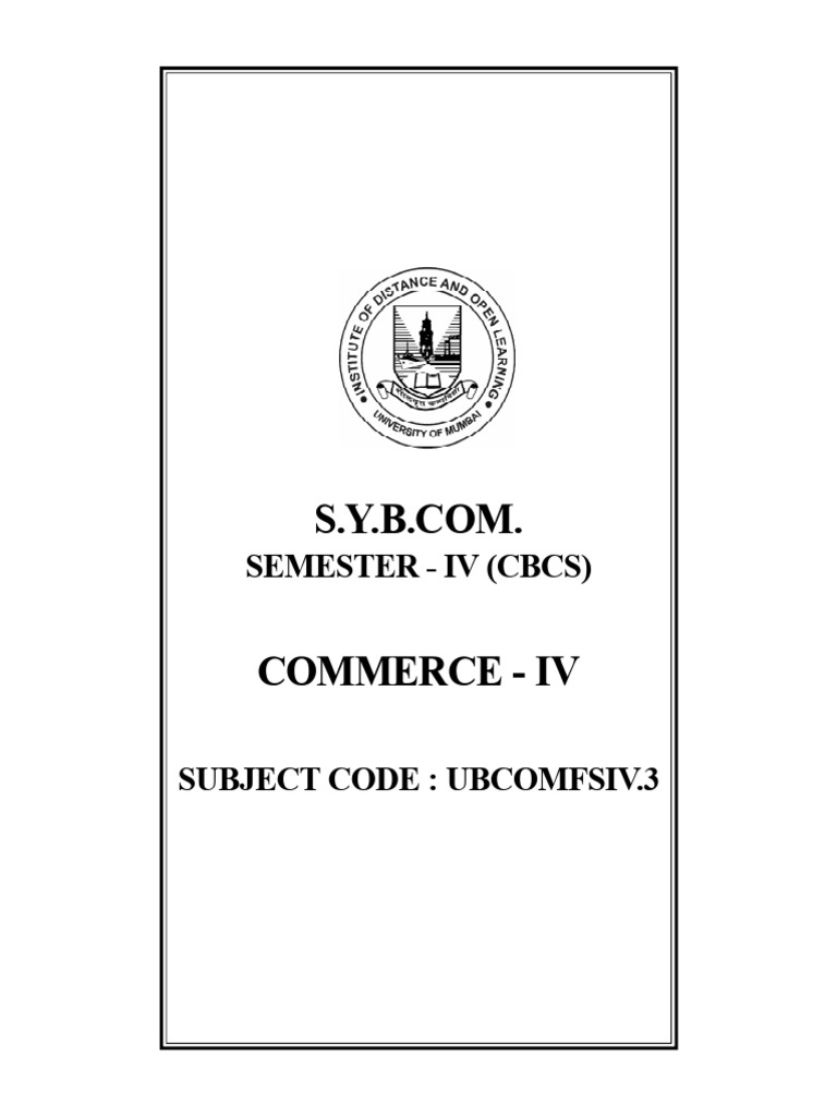 SYBCOM Semester IV Commmerce Papre IV English Version | PDF | System | Inventory