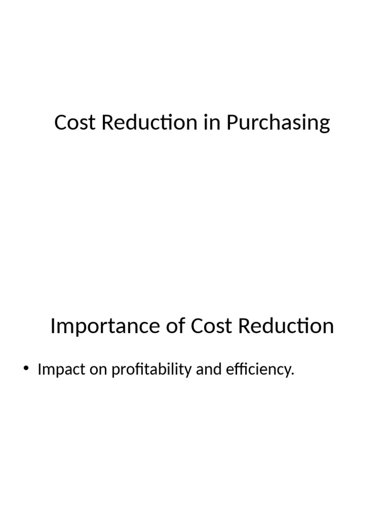 Cost Reduction in Purchasing | PDF