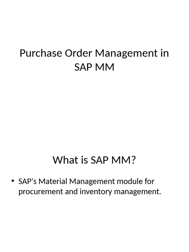 SAP MM Purchase Order Guide | PDF