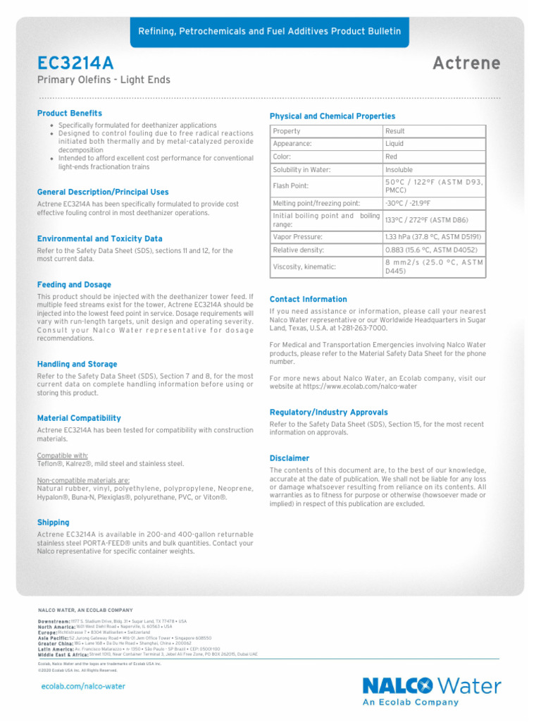EC3214A Actrene (Antifoulants) | PDF | Water | Materials