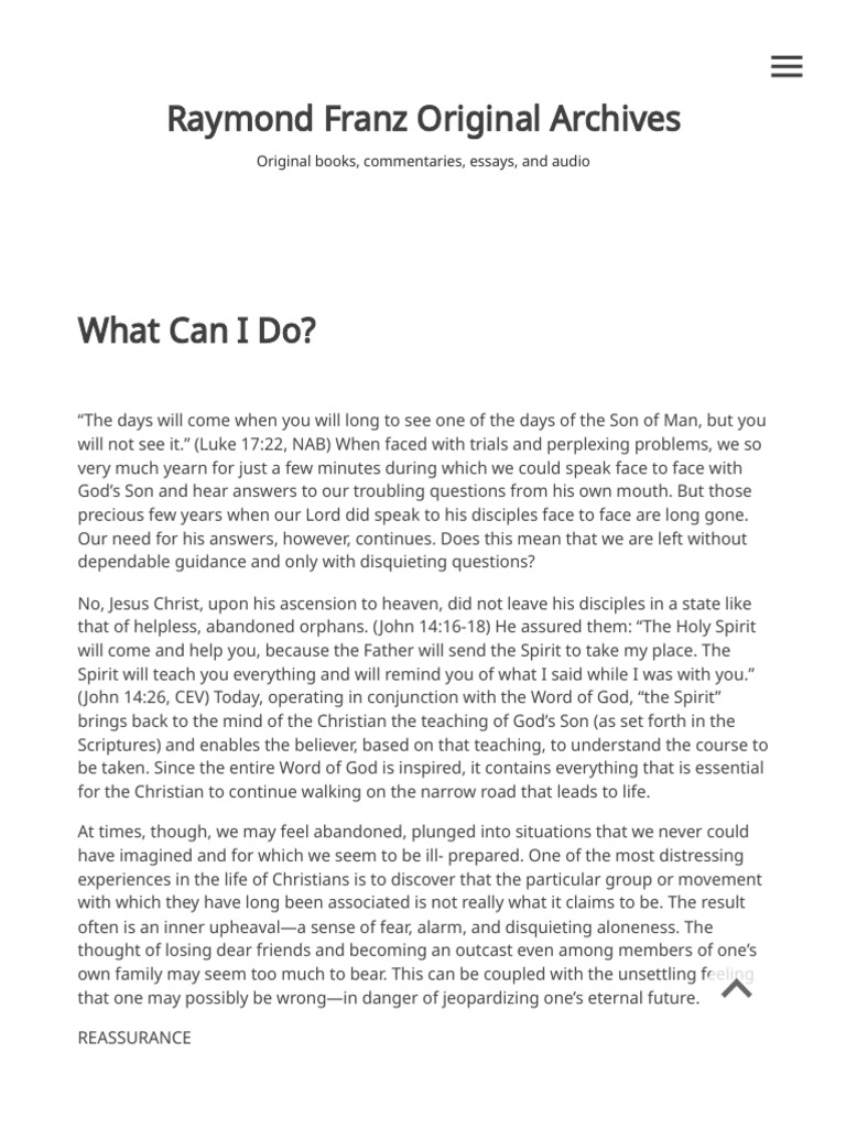 What Can I Do_ - Raymond Franz Original Archives | PDF | Tetragrammaton ...