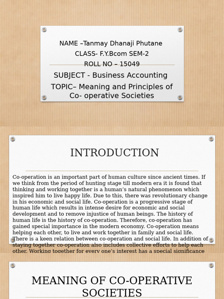 Buisnes Acc Ppt Tanmay Phutane | PDF | Cooperative | Economies
