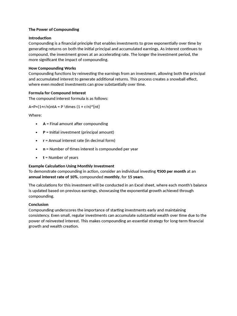 Understanding Compounding for Wealth Growth | PDF