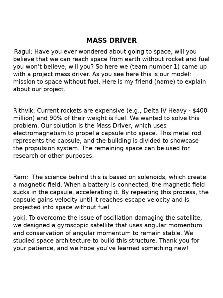 Mass Driver Final Content | PDF