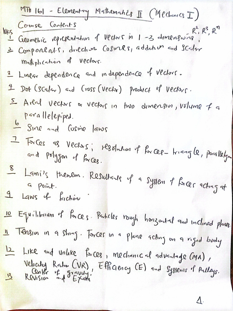 MTH 161 Outline | PDF