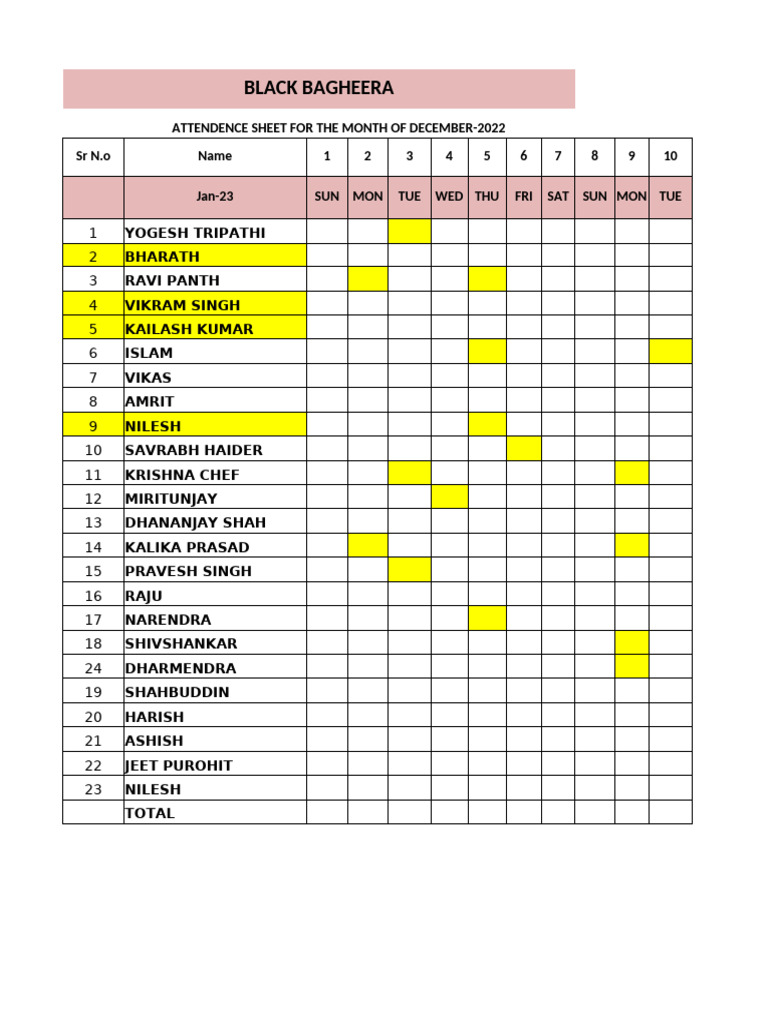 Attendance December | PDF