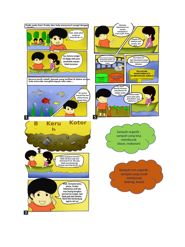Komik Kebersihan Sungai dan Sampah | PDF