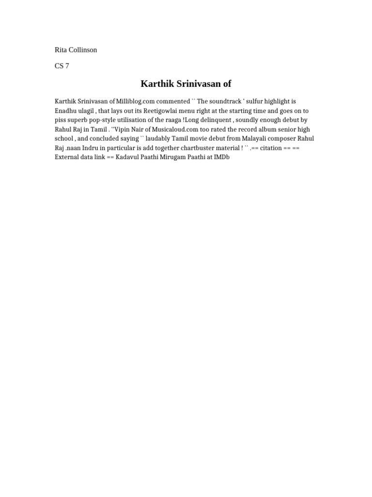 6 Karthik Srinivasan of | PDF