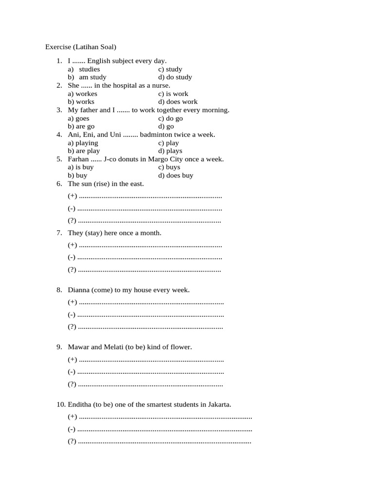 Exercise (Simple Present) | PDF