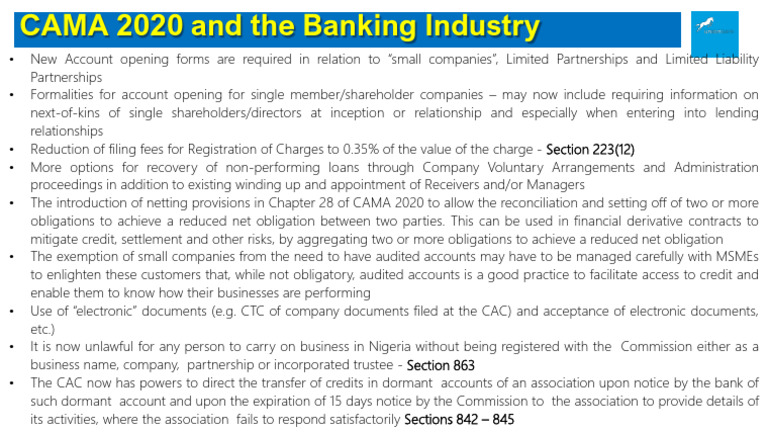 CAMA 2020 Impact on Banking Practices | PDF