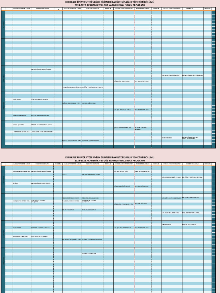 2024-2025 Güz Li̇sans Fi̇nal Programi Taslak | PDF