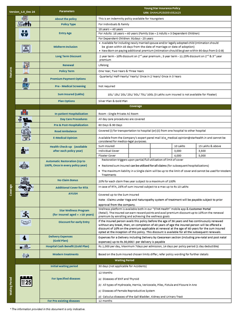 Young Star - One Pager - 1.0 Dec 24 | PDF | Insurance