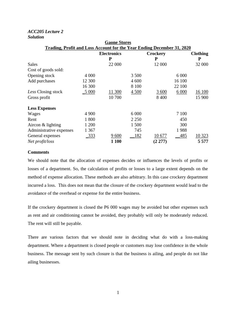 ACC205 Week 1 Lecture 2SS | PDF | Expense | Cost Of Goods Sold