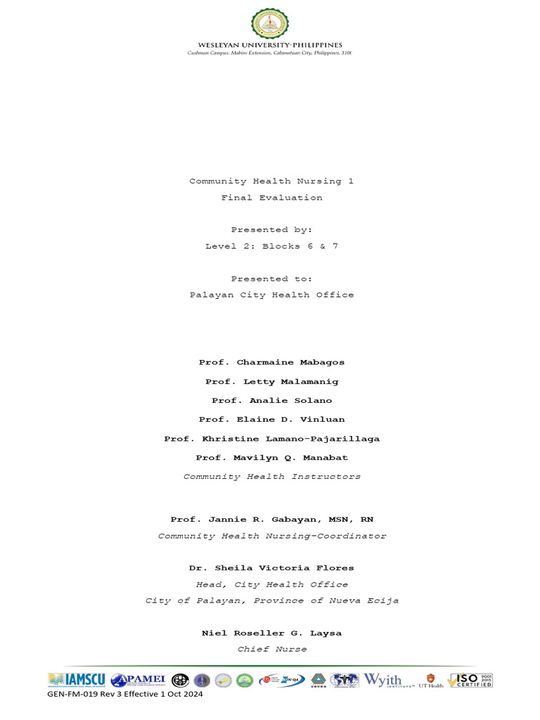 CHN Final Eval Manuscript (6&7) | PDF | Occupational Safety And Health ...