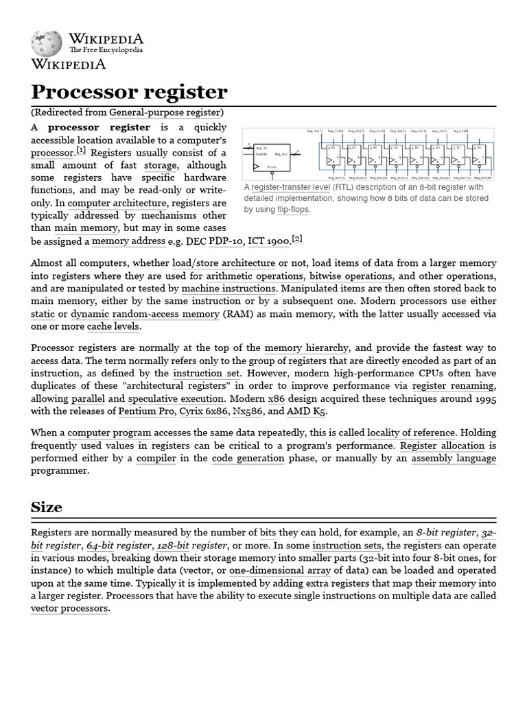 Processor Register - Wikipedia | PDF | Central Processing Unit ...