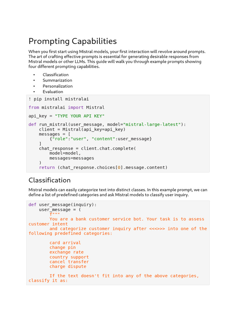Mistral Prompting Guide: 4 Capabilities | PDF | Annual Percentage Rate | Artificial Intelligence