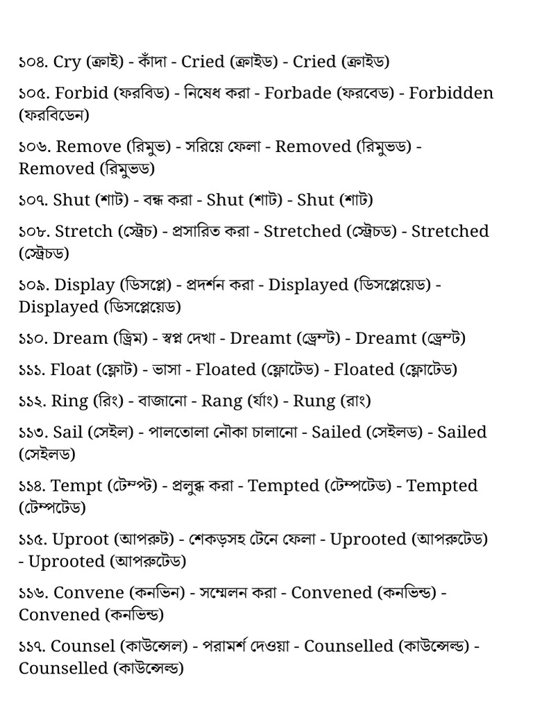 Verb List 3 | PDF