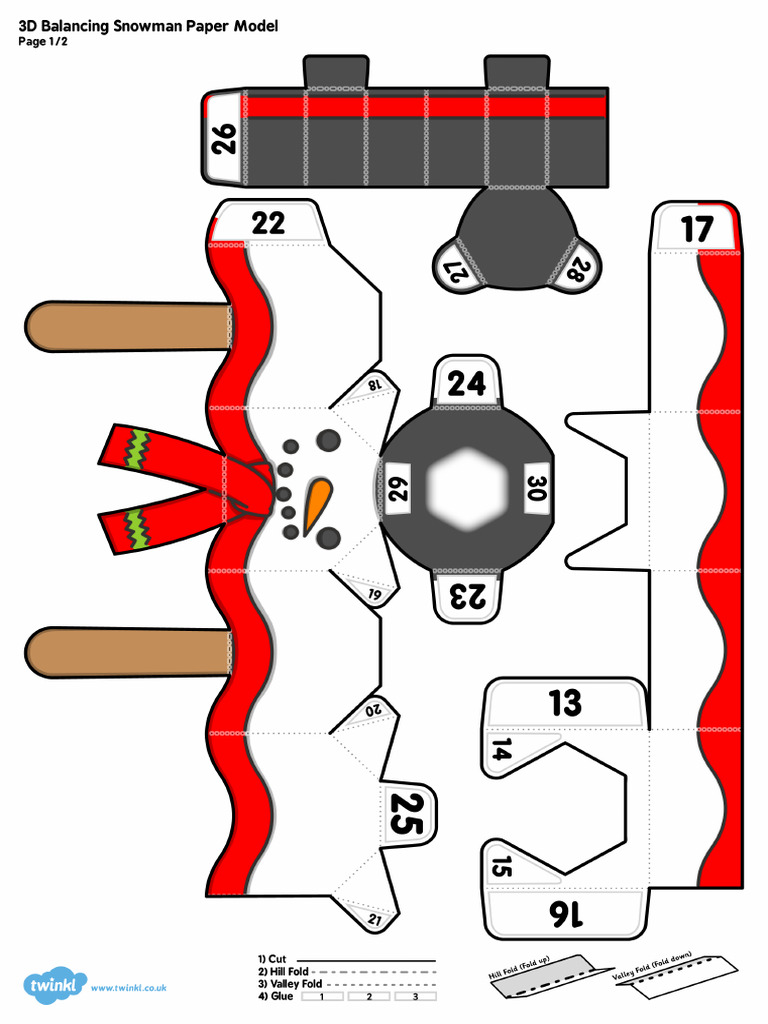 T T 24361 3D Balancing Snowman Paper Model | PDF