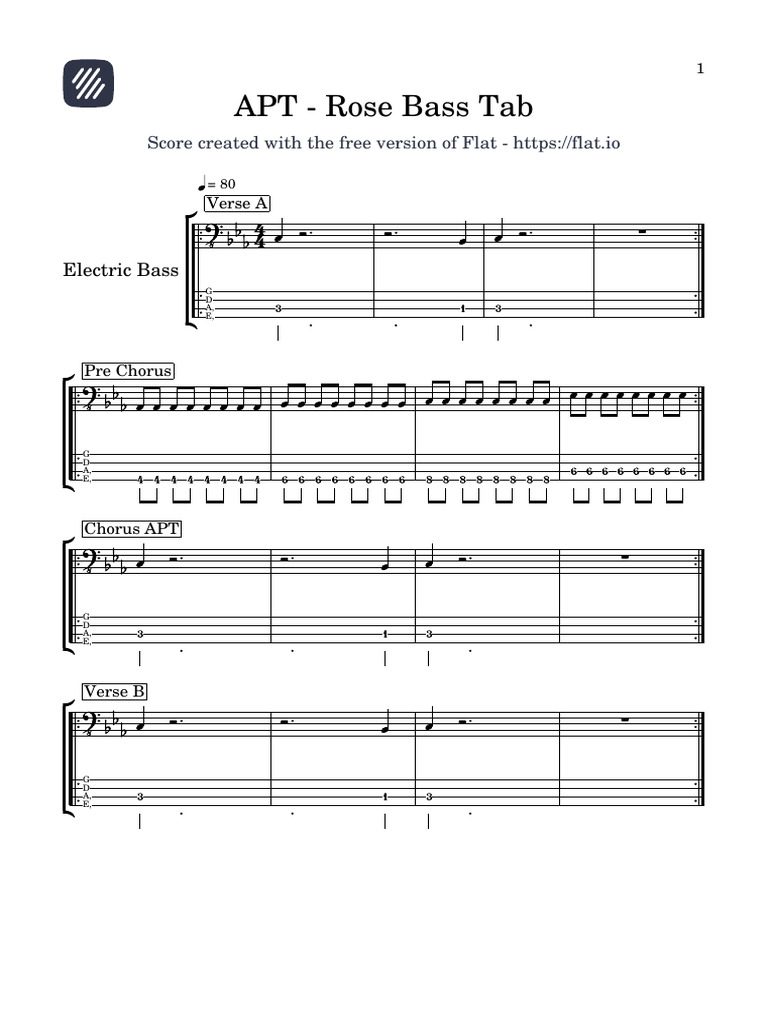 APT - Rose Bass Tab | PDF