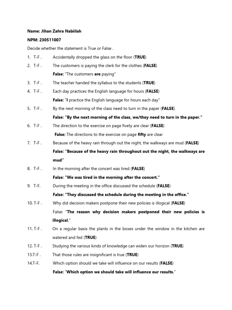 Assignment GE Subject and Predicate 2 | PDF