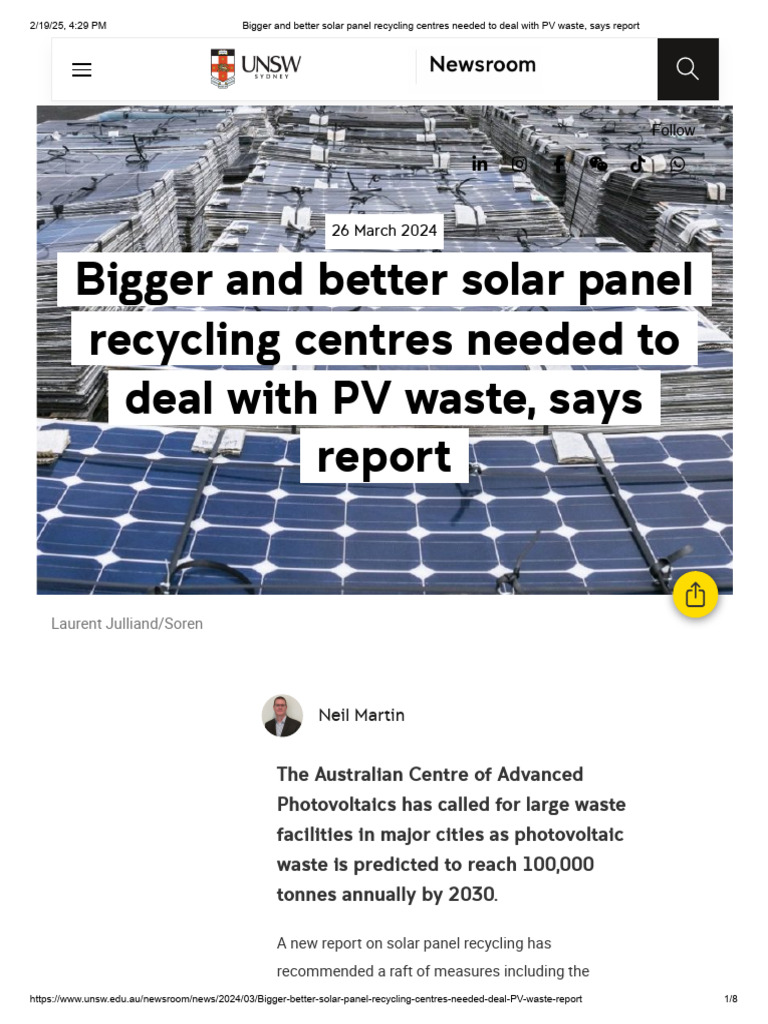 Solar Panel Recycling Needs Urgent Action | PDF | Photovoltaics | Recycling