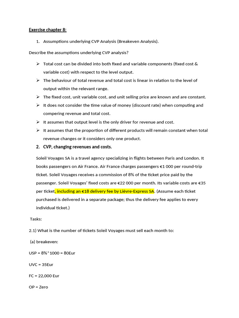Exercise Chapter 8 - Solution | PDF | Financial Economics | Marketing