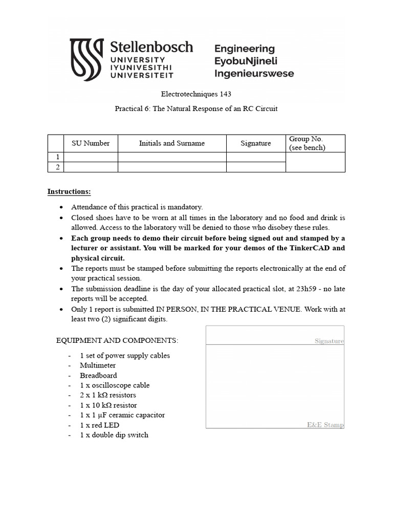 ET143 2024 Practical 6 NEW | PDF | Capacitor | Electrical Network