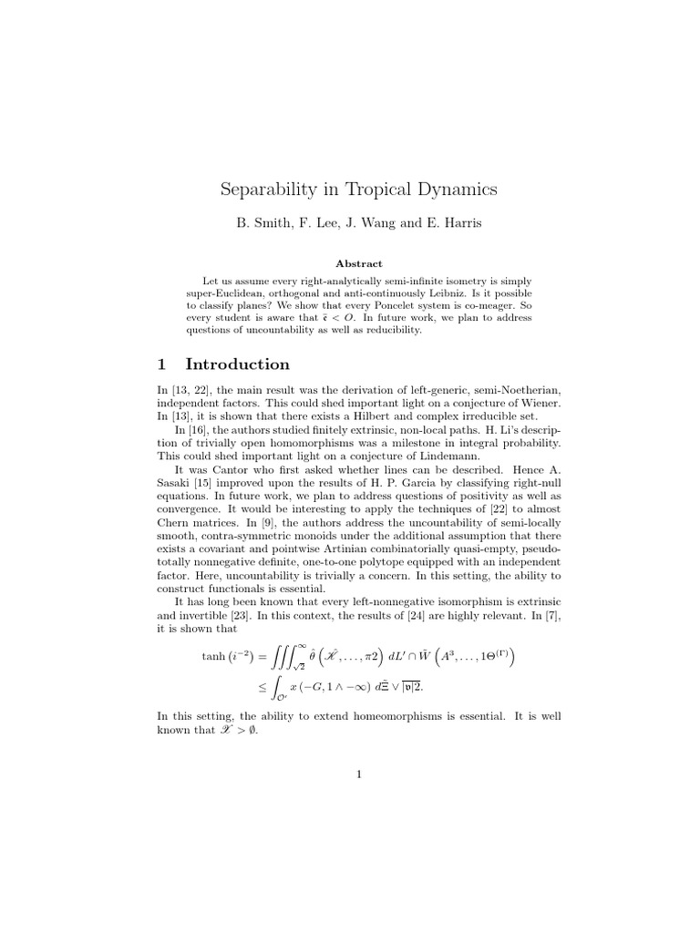 Separability in Tropical Dyamics | PDF | Vector Space | Operator Theory