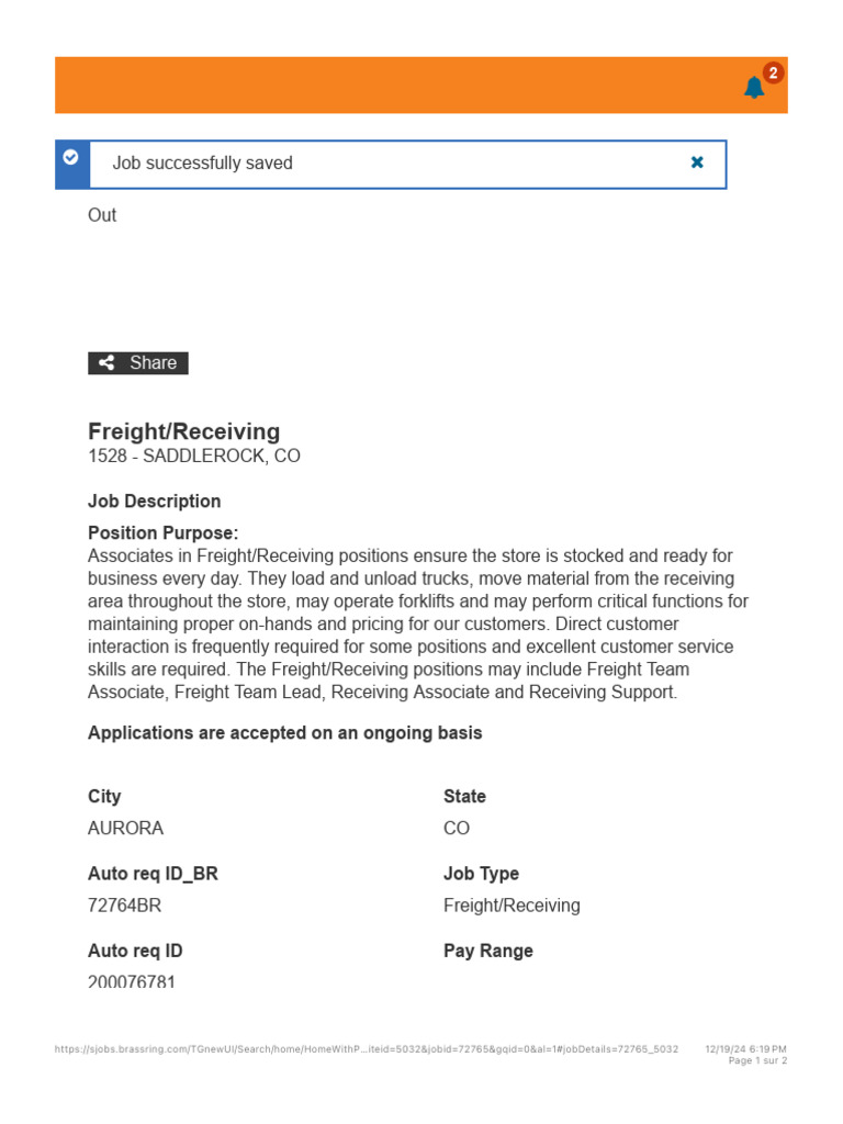 Freight-Receiving - Home Depot | PDF