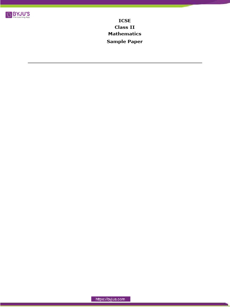 ICSE Class 2 Mathematics Sample Paper | PDF | Numbers | Mathematics