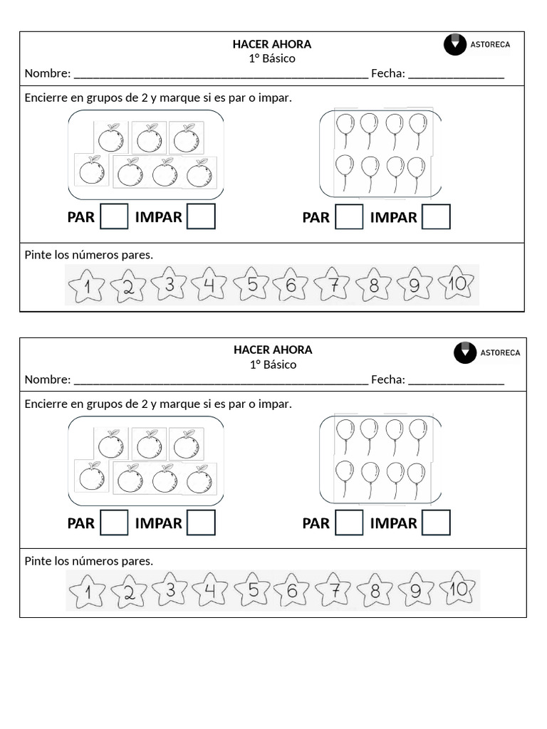 Eje Números - Identificar Números Par e Impar | PDF