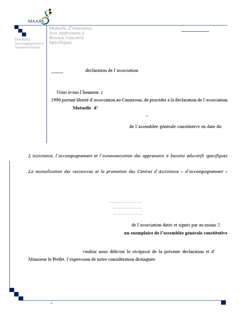Déclaration d'association au Cameroun | PDF