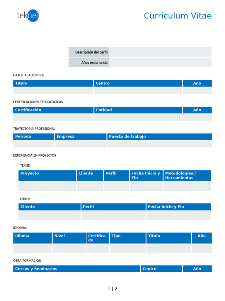 Modelo Teknei CV 2023 | PDF