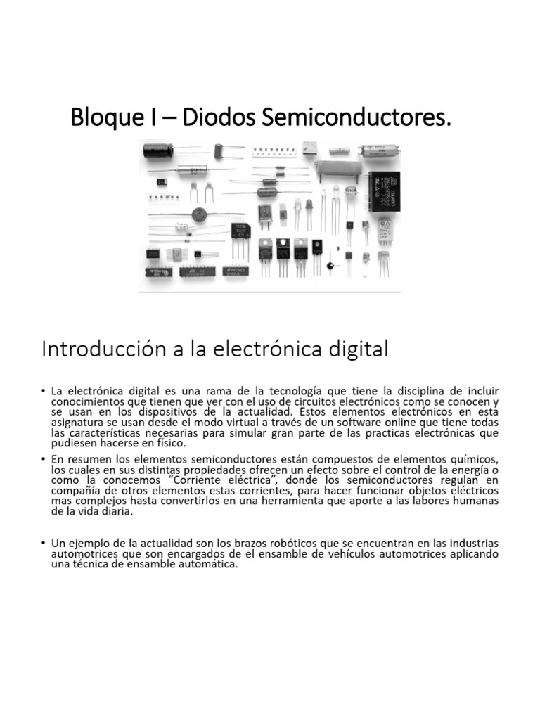 Bloque 1 Diodos Semiconductores | PDF | Electrónica | Corriente eléctrica