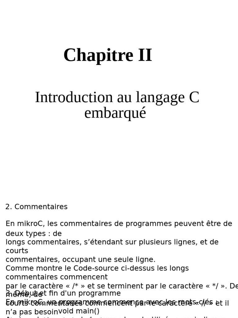 Chapitre IV Microcontrôleurs | PDF | Structure de contrôle | Informatique