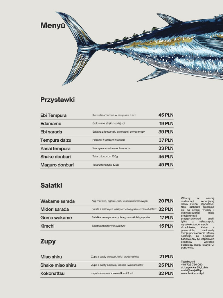 Tsuki Sushi Menu 1020241 | PDF