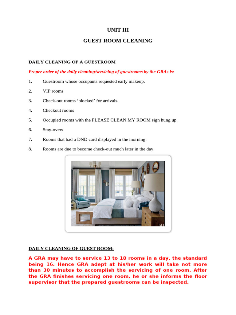 Guest Room Daily Cleaning Procedures | PDF | Bathroom | Toilet