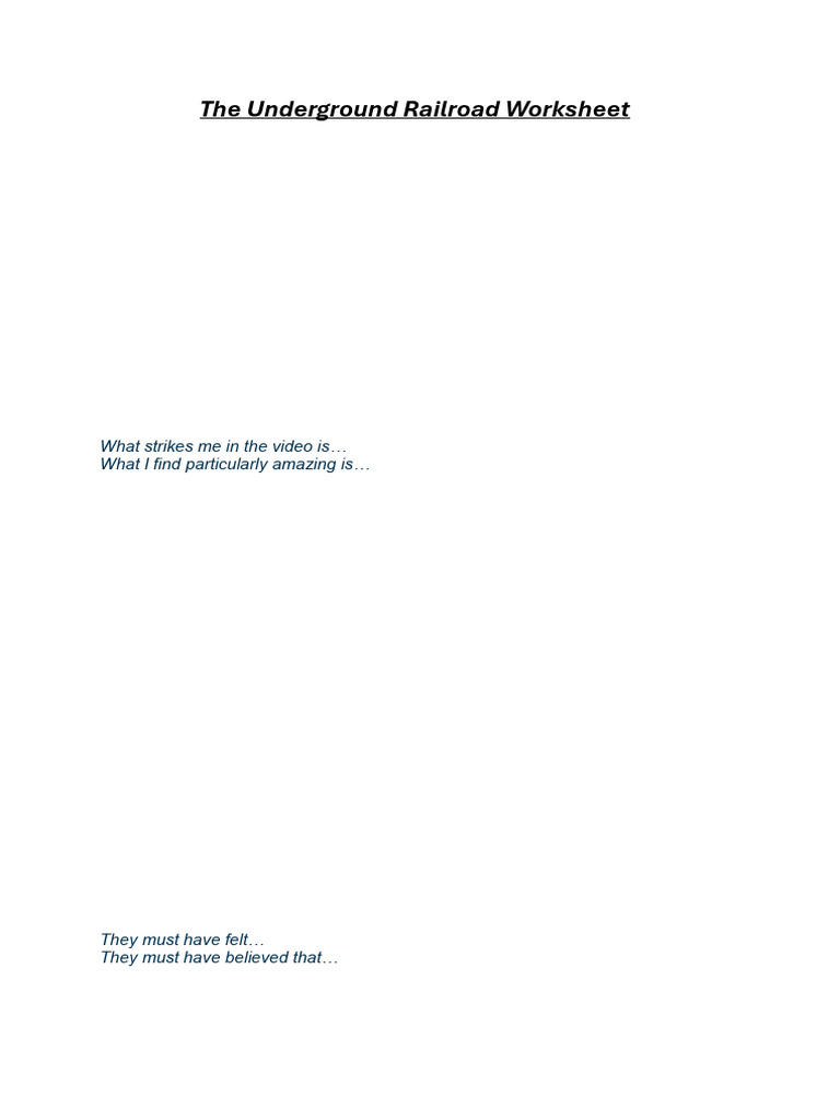 The Underground Railroad Worksheet | PDF | Harriet Tubman | Underground ...