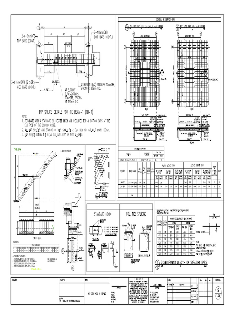 Reinf. Lap Splice Detail Bar Bending Detail: Stair Plan | PDF
