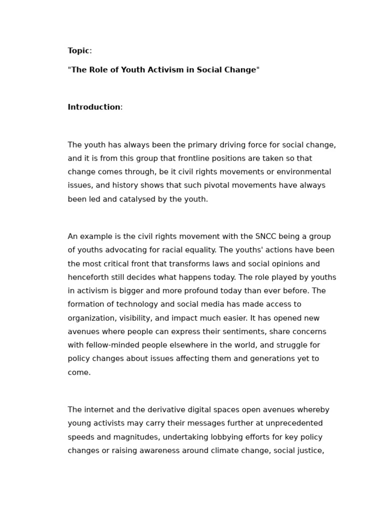 Youth Activism's Impact on Social Change | PDF | Activism | Social ...