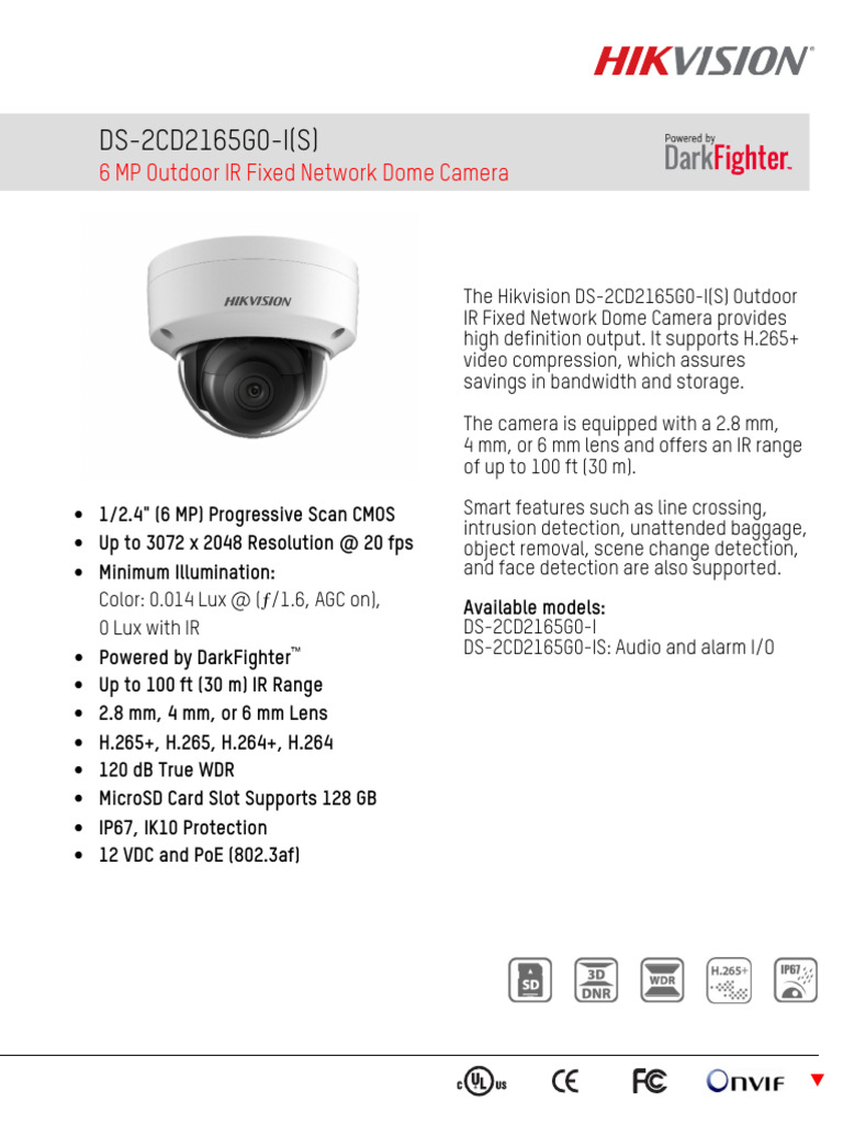 Pe Od Ds-2cd2165g0-Is 112219na 0 | PDF | Internet Protocol Suite | Field Of View