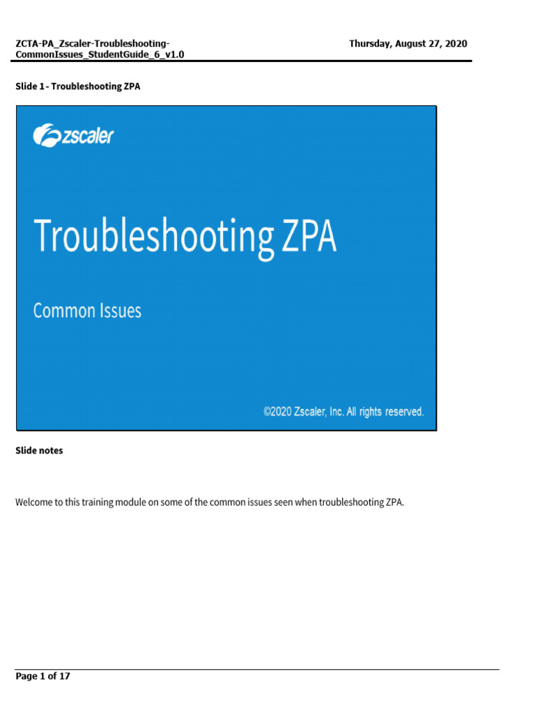 Zscaler ZPA Troubleshooting Guide | PDF