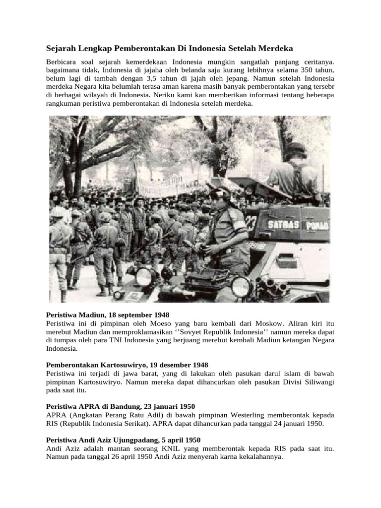 Pemberontakan Indonesia Pasca-Merdeka | PDF