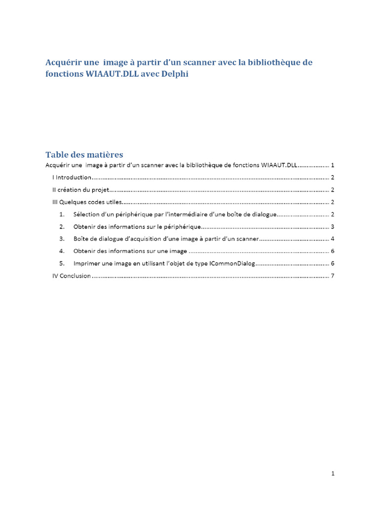 Acquérir Une Image À Partir D Un Scanner Avec La Bibliothèque de Fonctions WIAAUT - DLL Avec ...