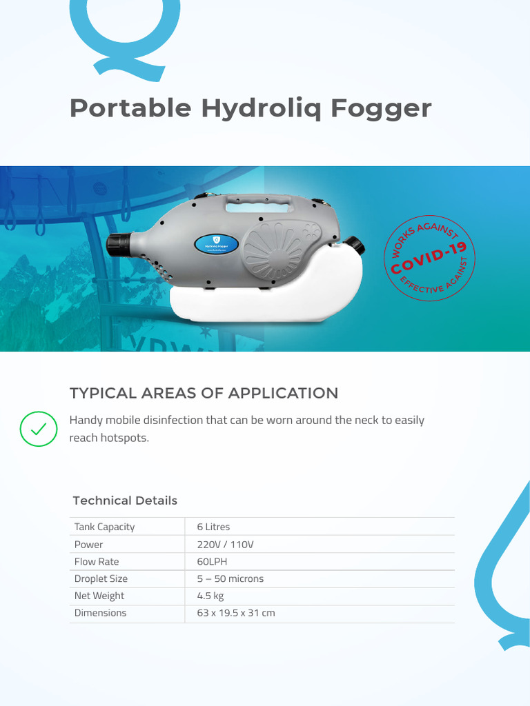 Portable Hydroliq Fogger Specs | PDF